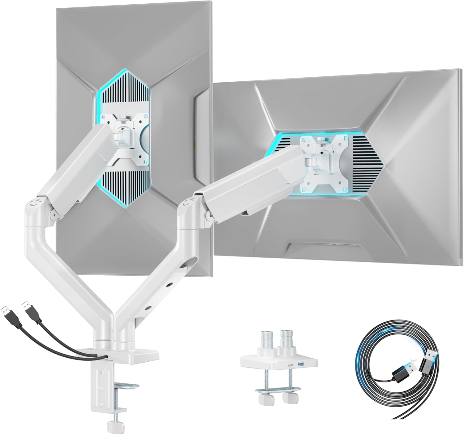 ARES WING Dual Monitor Mount, Heavy Duty Monitor Arms for 2 Monitors f