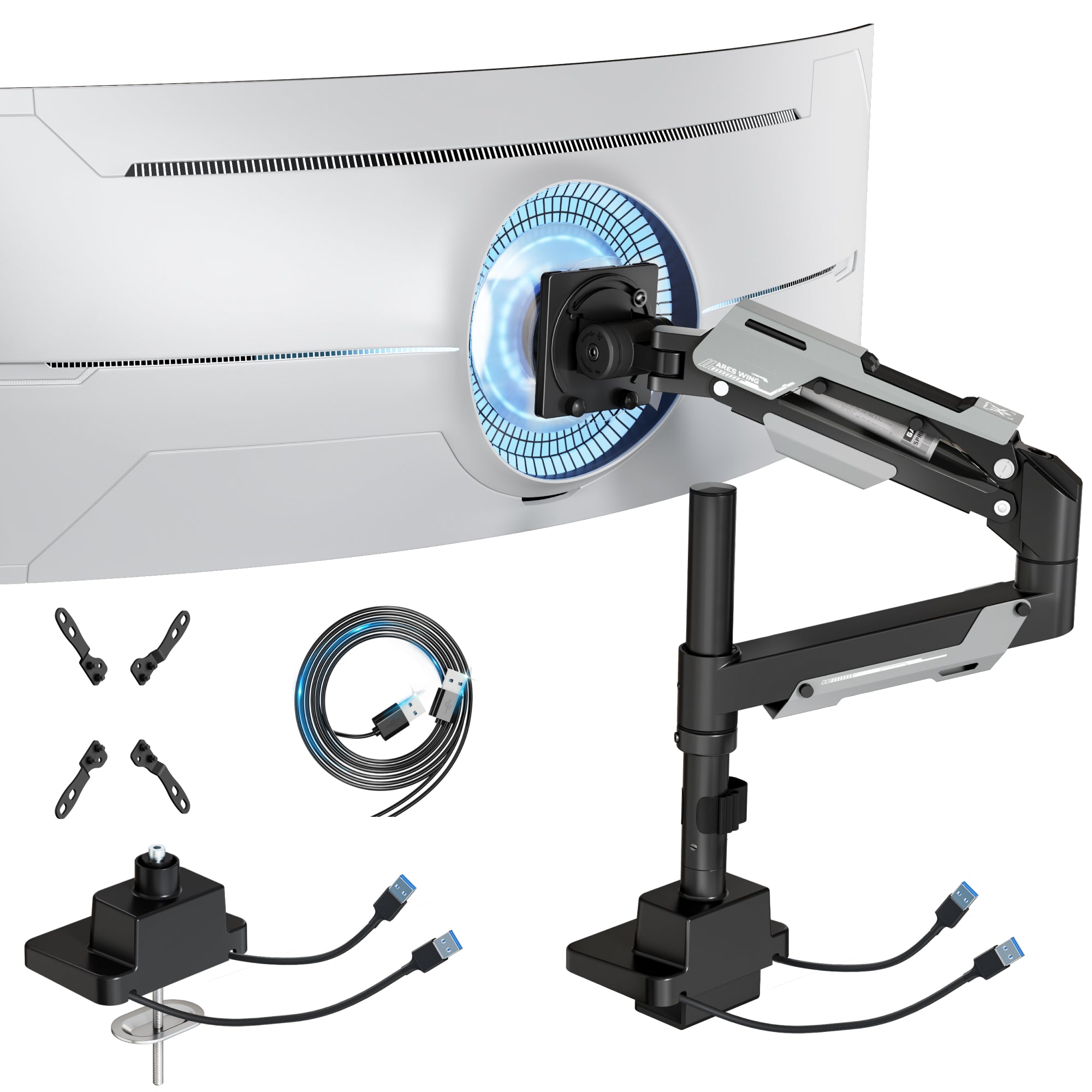 Single Monitor Mount with USB - Black | GDT1006UCPBK – ARES WING